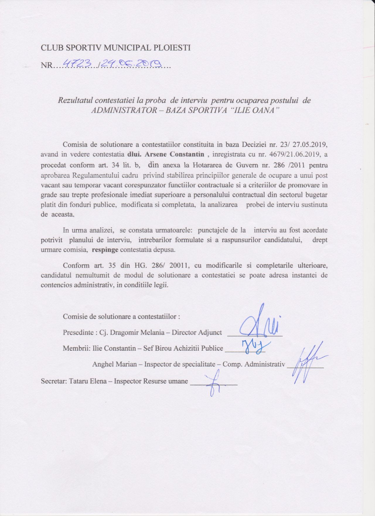 contestatie | CSM Ploiesti